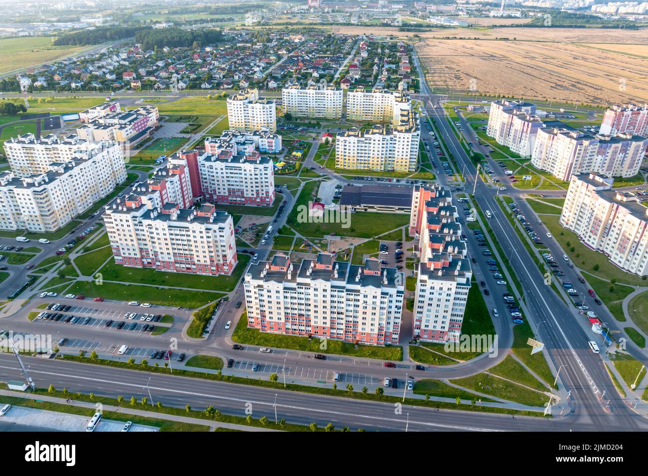panoramic view of the residential area of high-rise buildings Stock ...