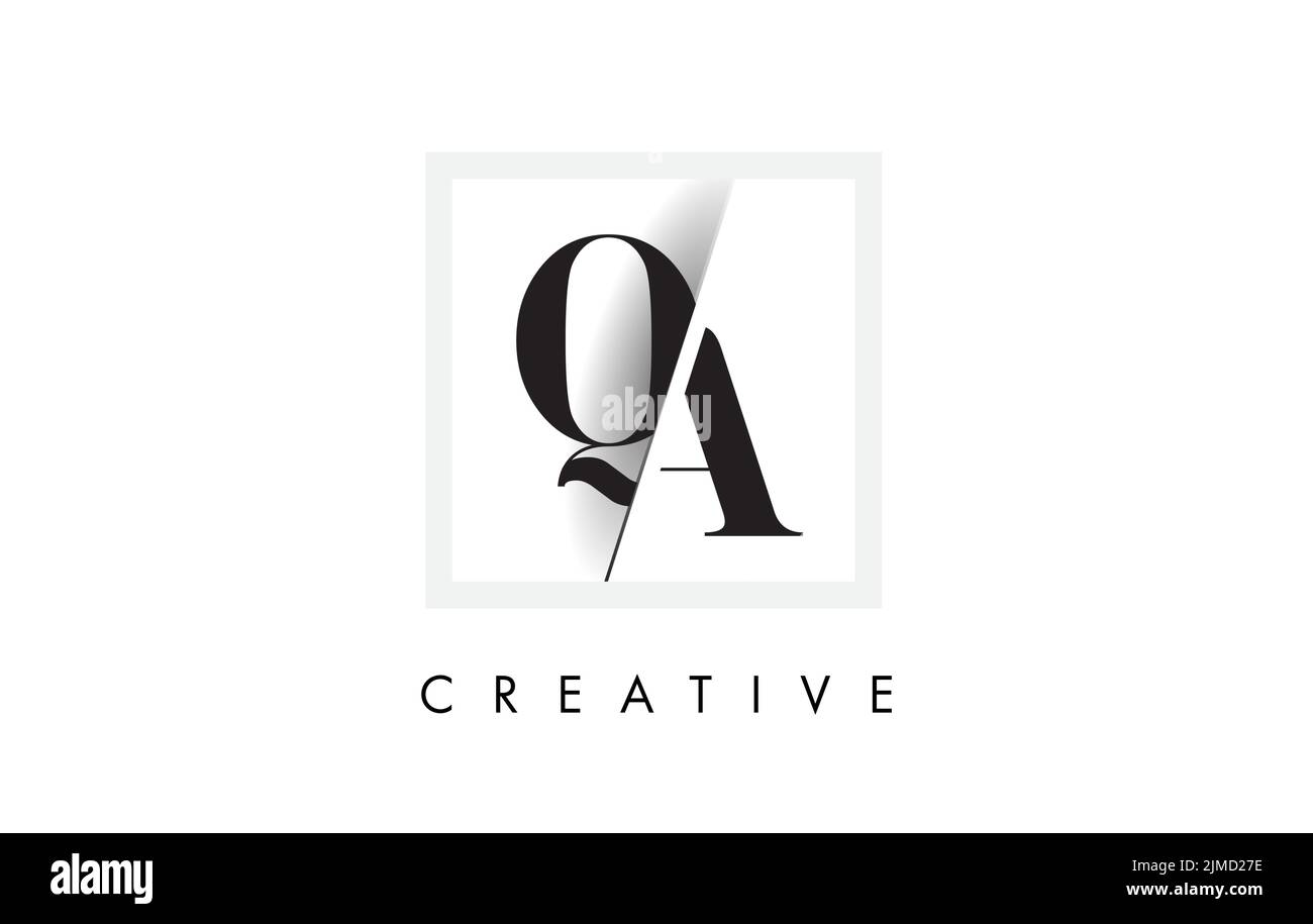 QA Letter Logo Design with Creative Intersected and Cutted Serif Font ...