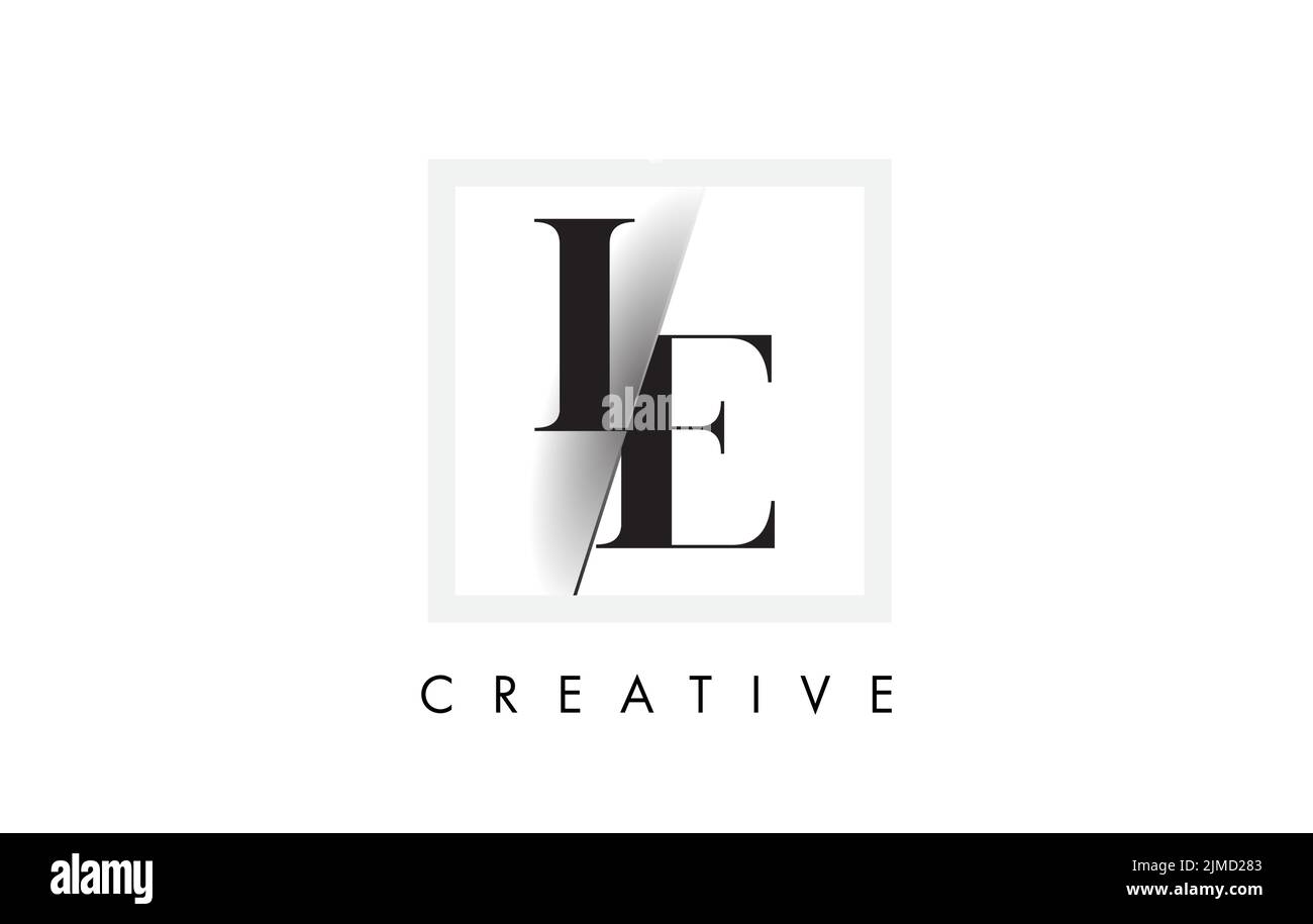 LE Letter Logo Design with Creative Intersected and Cutted Serif Font ...