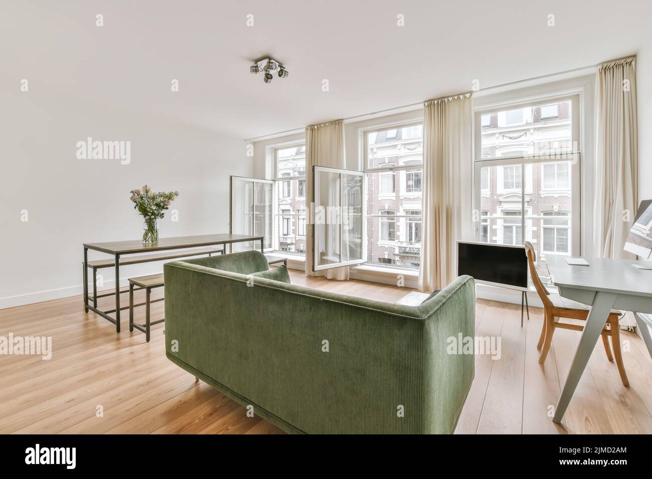 Interior of modern home with furniture next to a bright window Stock ...