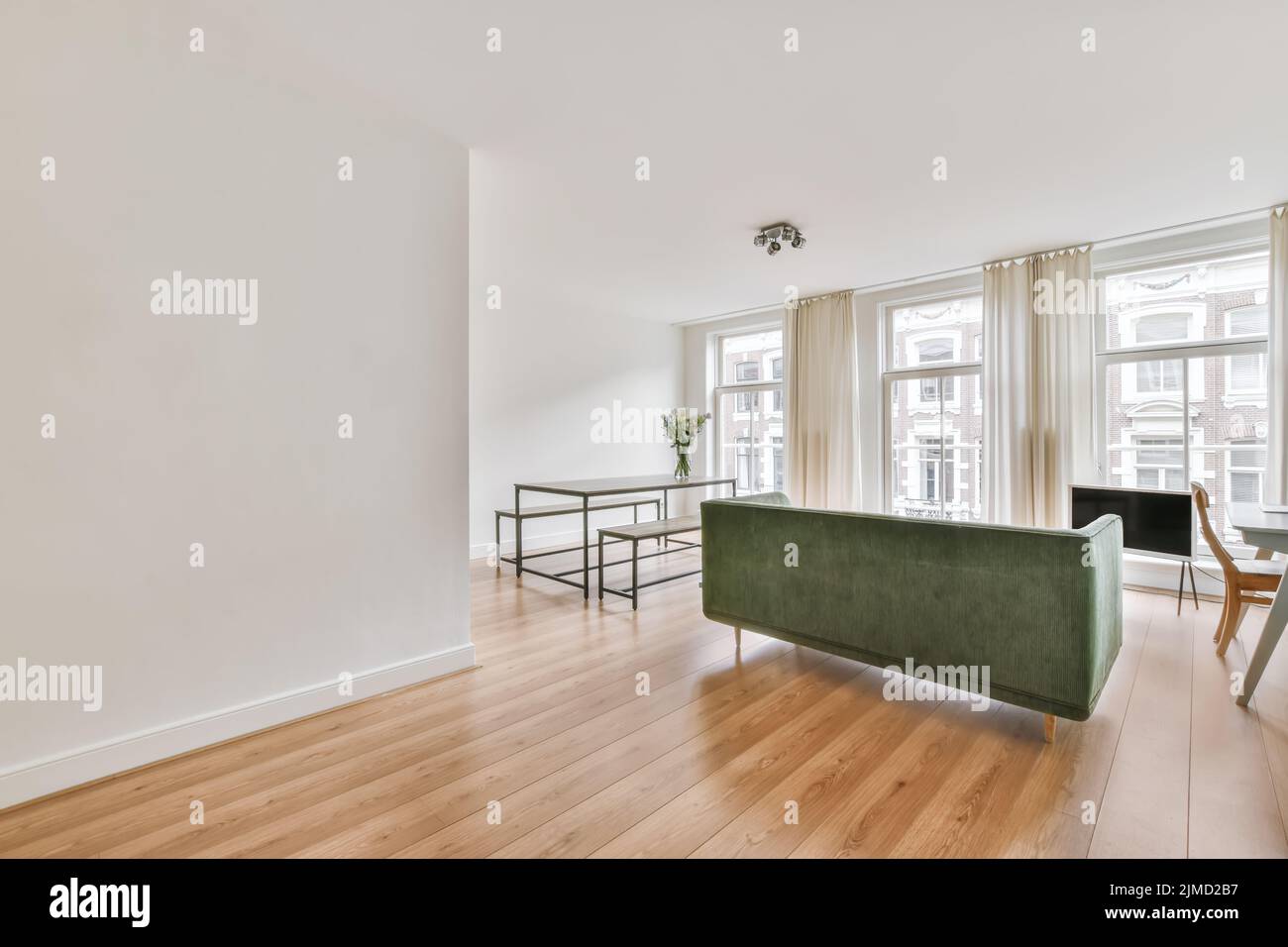 Interior of modern home with furniture next to a bright window Stock ...