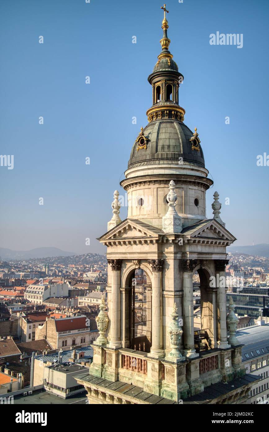 Bell tower of St. Stephen's Basilica in Budapest. Aerial view Stock ...