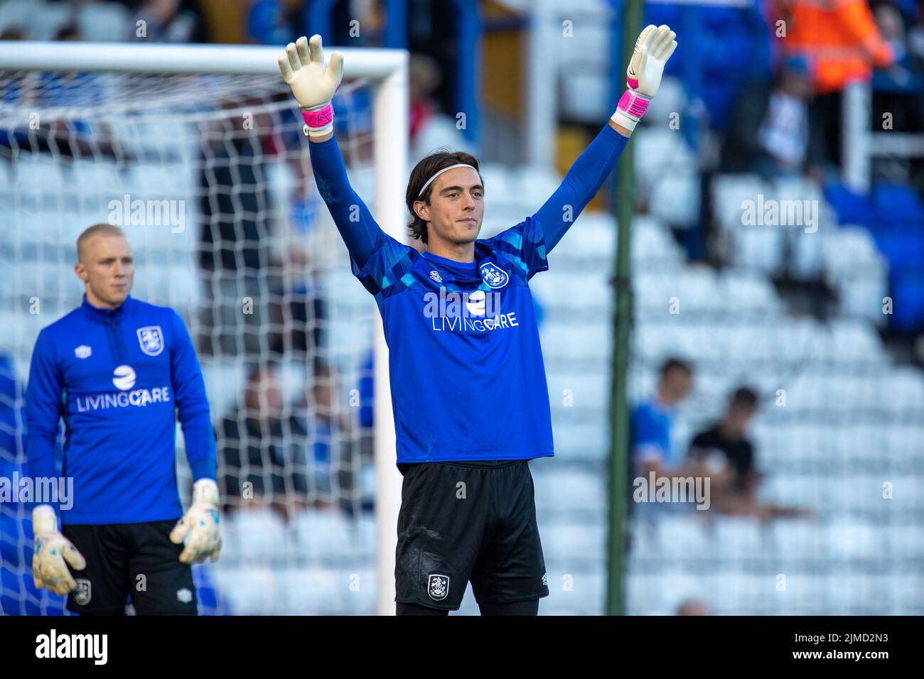 Nicholas Bilokapic #41 of Huddersfield Town during the pre match warm ...