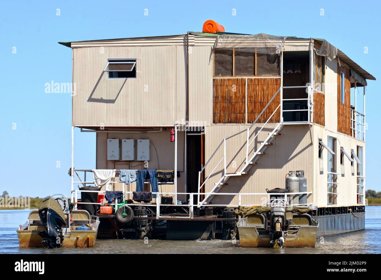 Houseboat on the Okavango River in Botswana Stock Photo - Alamy