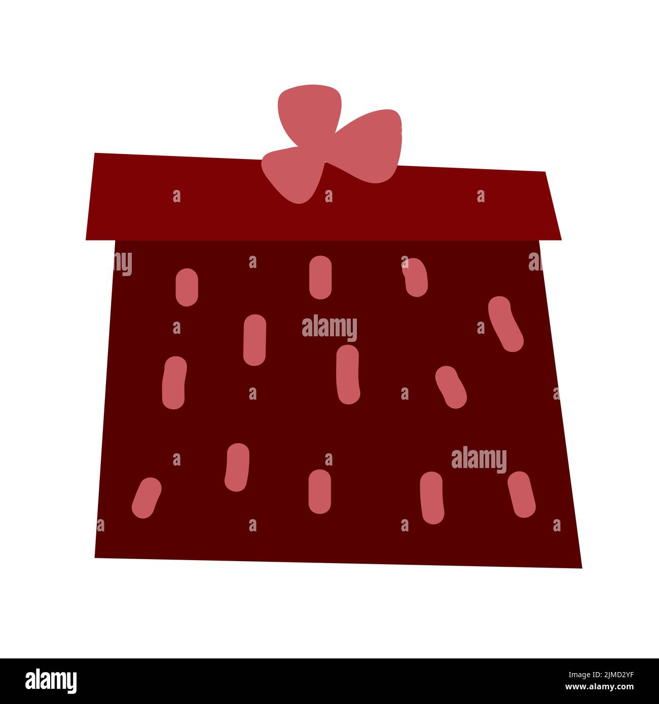 Cartoon Christmas gift. Red color dot present isolated on white ...