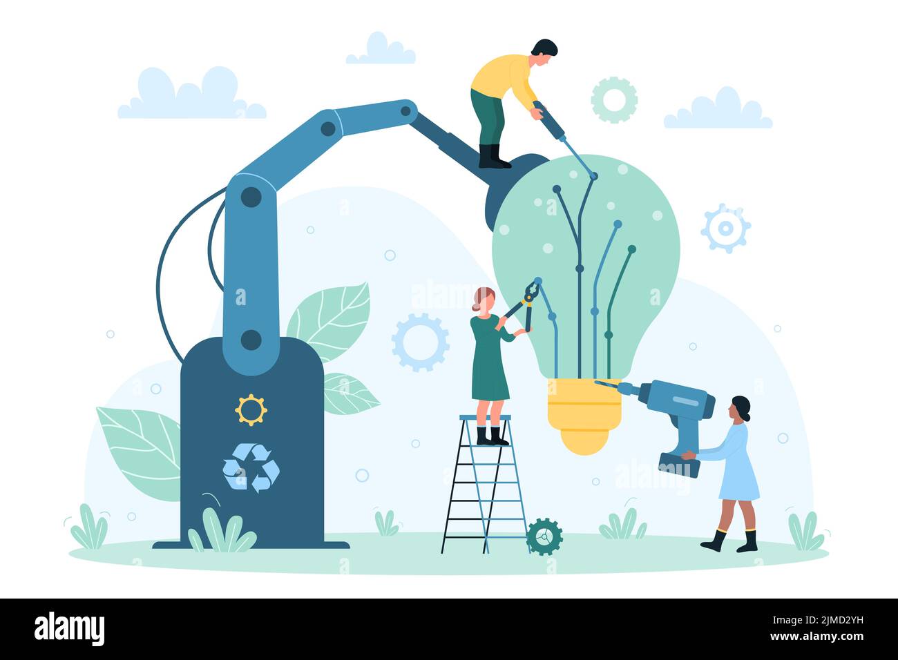 Eco innovation, green technology in industry vector illustration ...