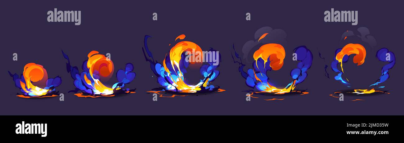 Magic explosion animation effect for 2d game design. Vector sprite ...