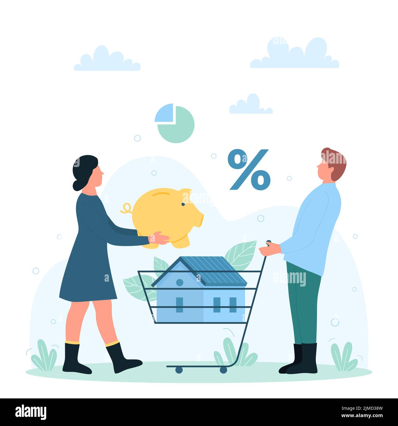 Real estate investment and mortgage vector illustration. Cartoon tiny ...