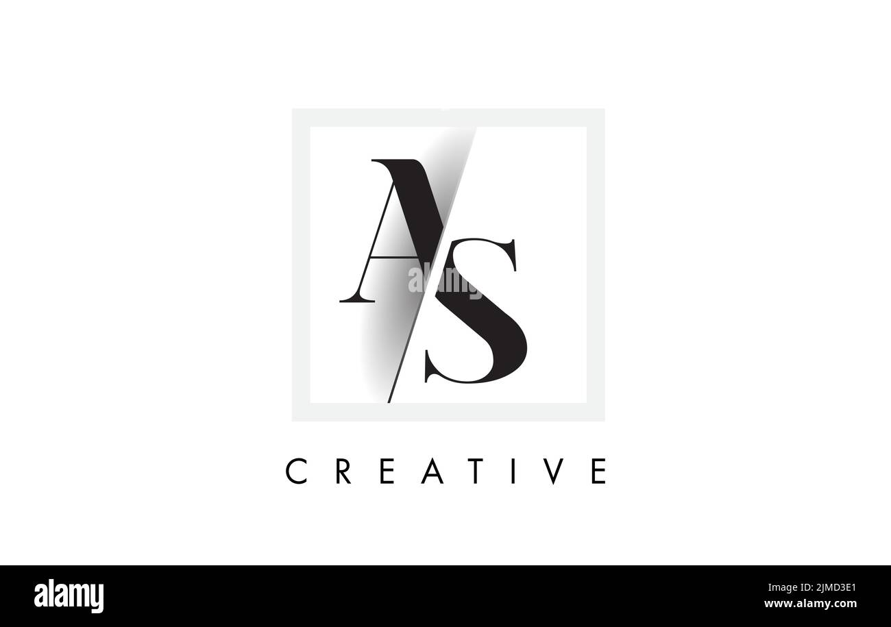 AS Letter Logo Design with Creative Intersected and Cutted Serif Font ...