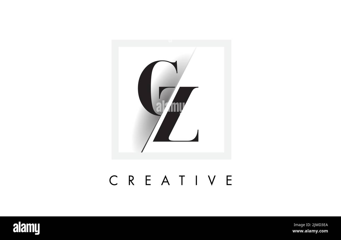CZ Letter Logo Design with Creative Intersected and Cutted Serif Font ...