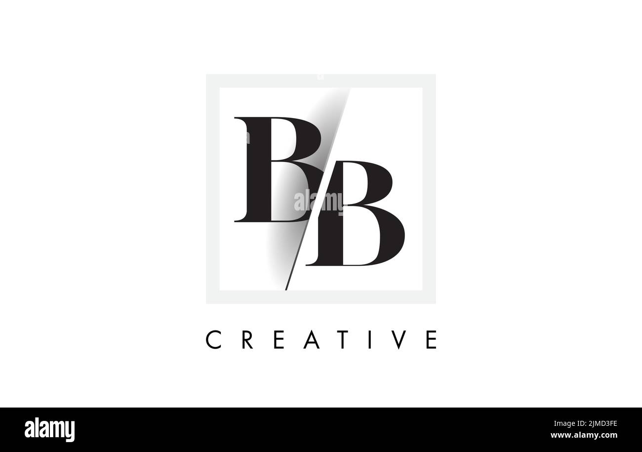 BB Letter Logo Design with Creative Intersected and Cutted Serif Font ...