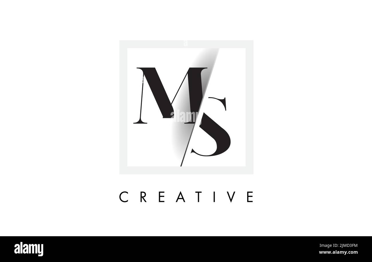 MS Letter Logo Design with Creative Intersected and Cutted Serif Font ...
