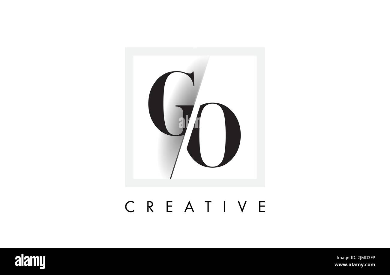 GO Letter Logo Design with Creative Intersected and Cutted Serif Font ...