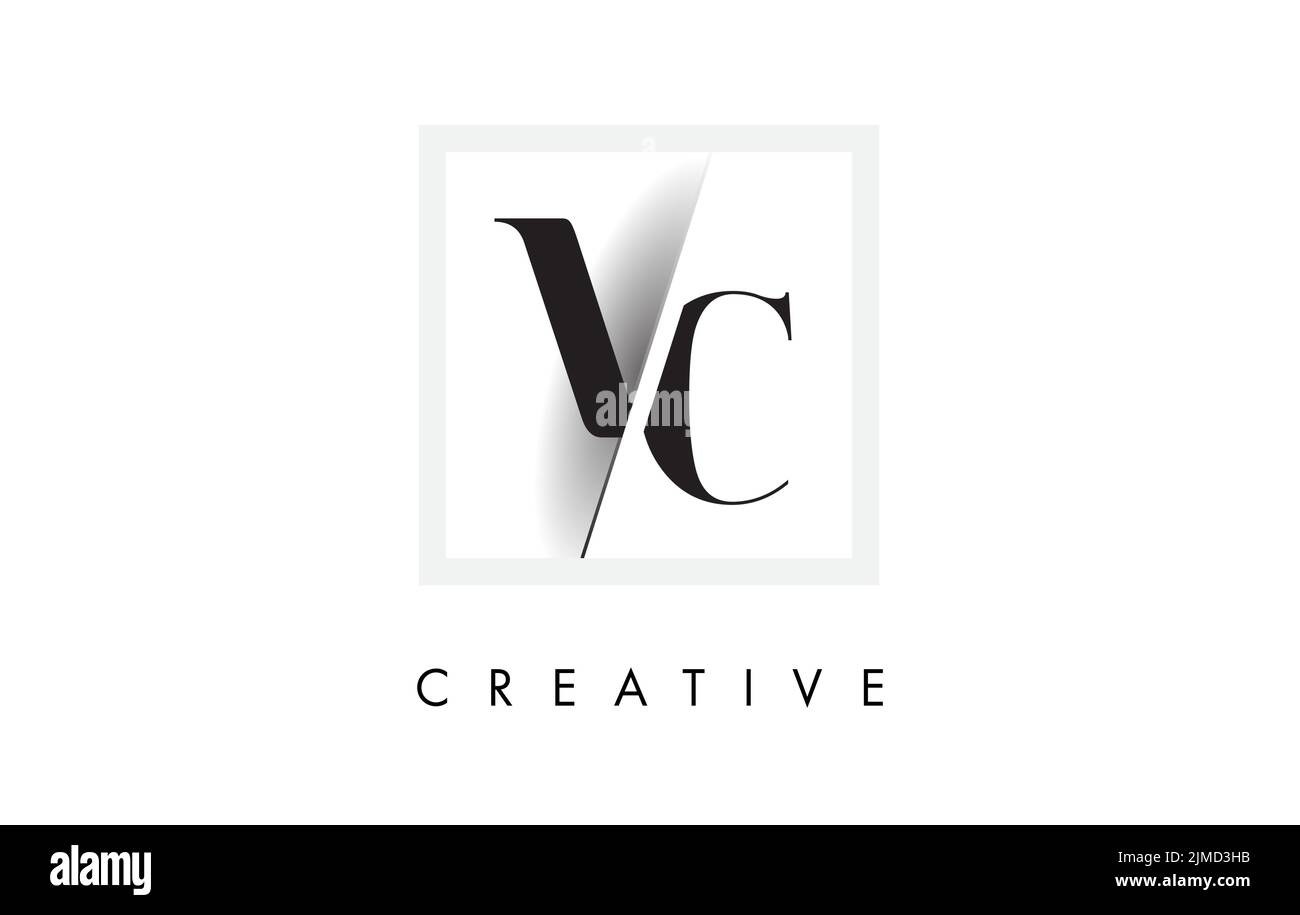 VC Letter Logo Design with Creative Intersected and Cutted Serif Font ...