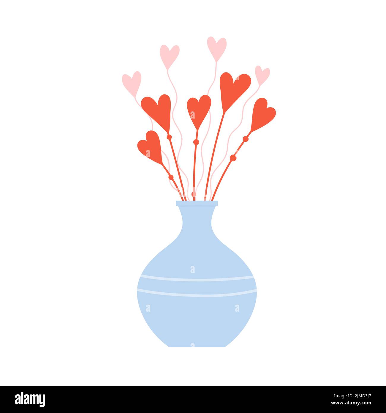 Decorative vase with hearts. Romantic relationship, love celebrating ...