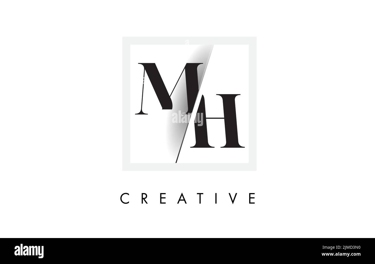MH Letter Logo Design with Creative Intersected and Cutted Serif Font ...