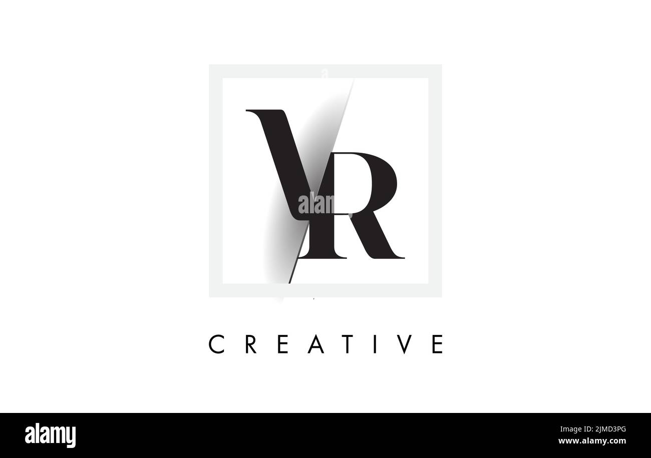 VR Letter Logo Design with Creative Intersected and Cutted Serif Font ...