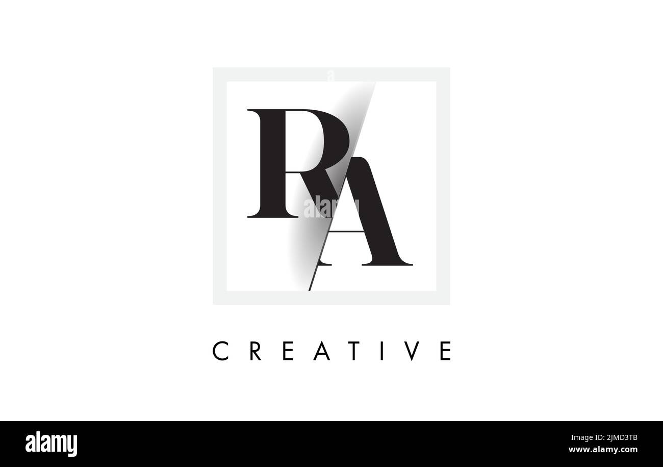 RA Letter Logo Design with Creative Intersected and Cutted Serif Font ...