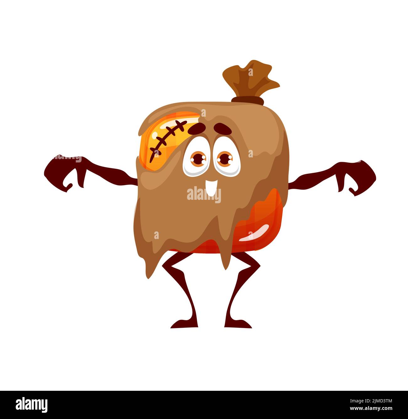 Cartoon Halloween candy monster, vector toffee scarecrow character in ...