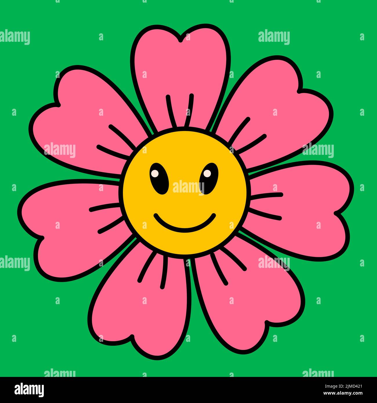 Cartoon vector funny cute Comic characters, daisy flower Stock Vector ...