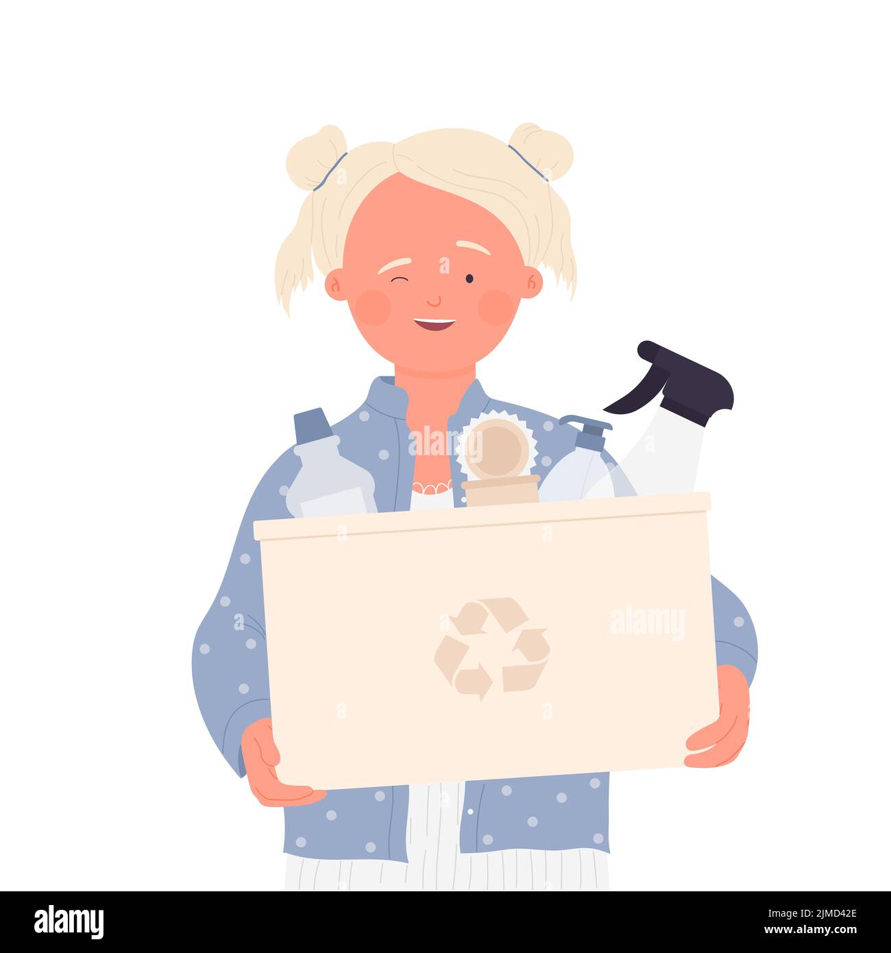 Little girl waste separation. Environmental protection, save nature ...