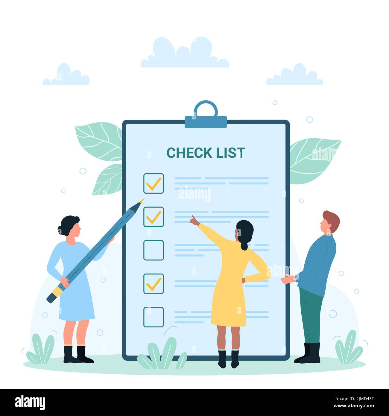 Checklist, inspection, survey and filling out document vector ...