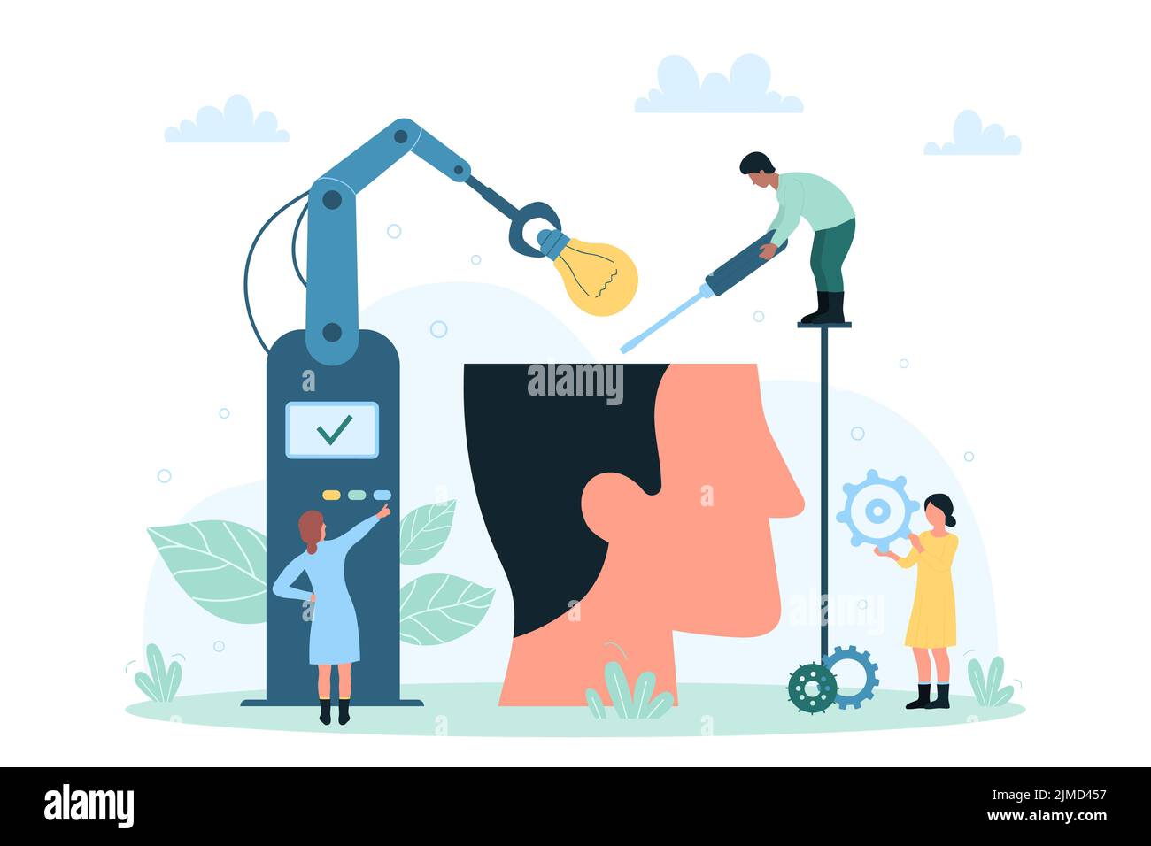 Artificial intelligence development, robot and machine learning vector ...