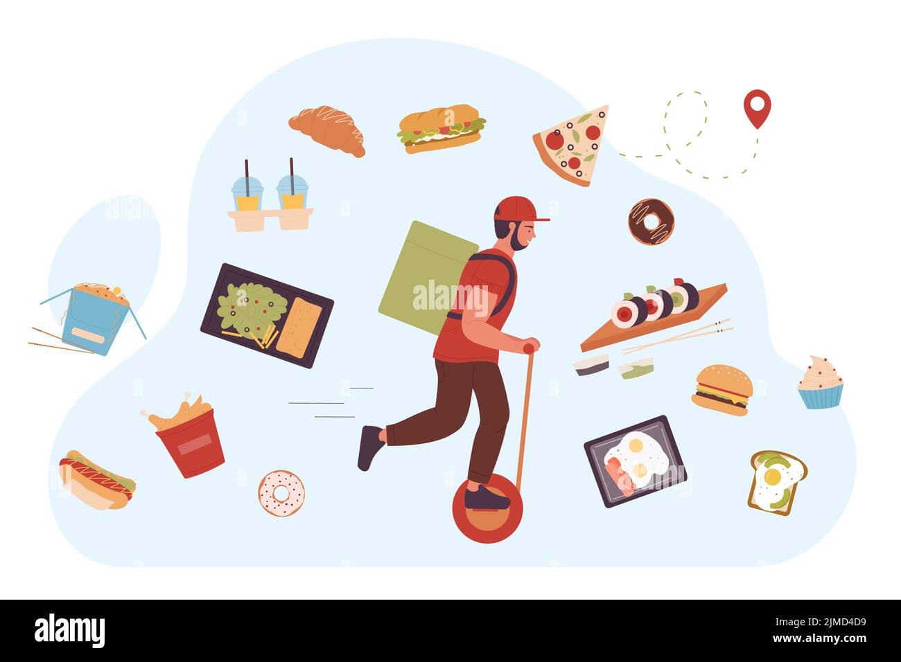 Fast express delivery of food, orders from cafe or restaurant. Cartoon ...