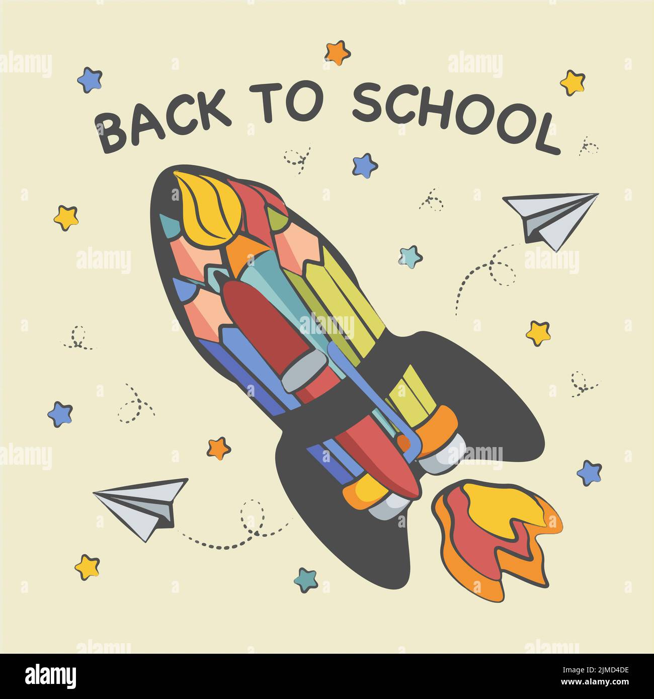 background back to school composition from a rocket from pencils Stock ...