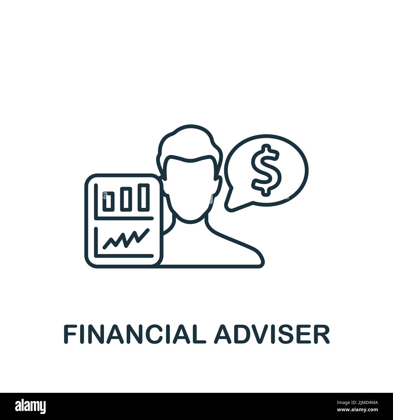 Financial Adviser icon. Monochrome simple Brain Process icon for ...