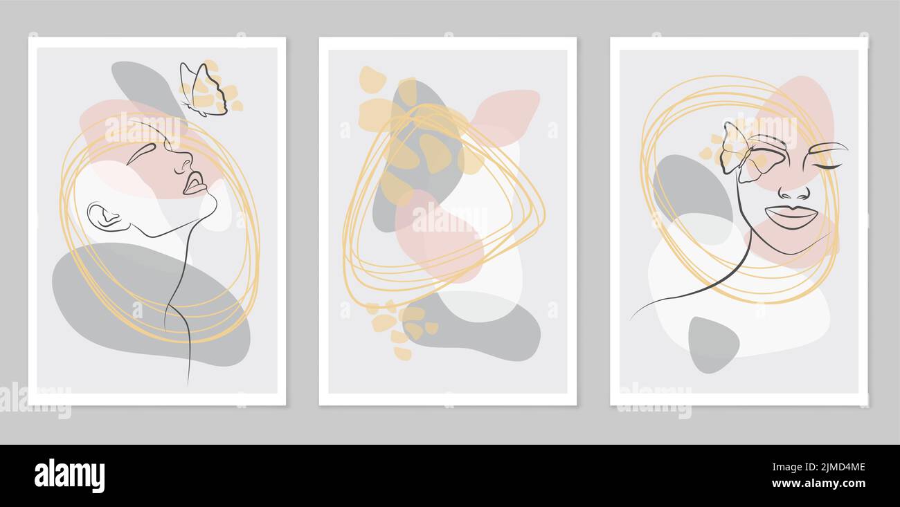 A set of abstract posters depicting simple figures. Modern minimalist ...