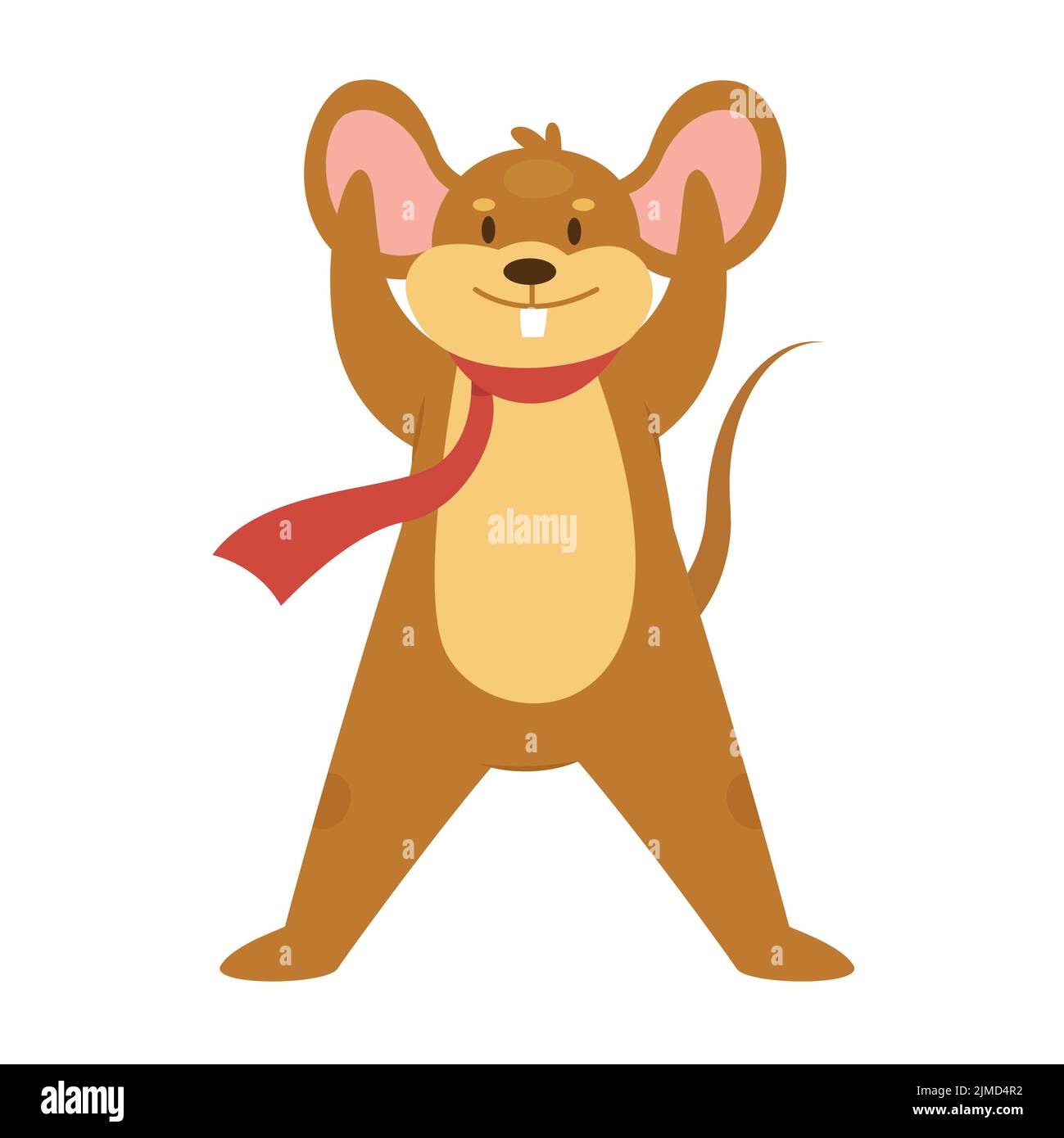 Happy mouse with scarf. Cute rodent animal, standing little rat vector ...