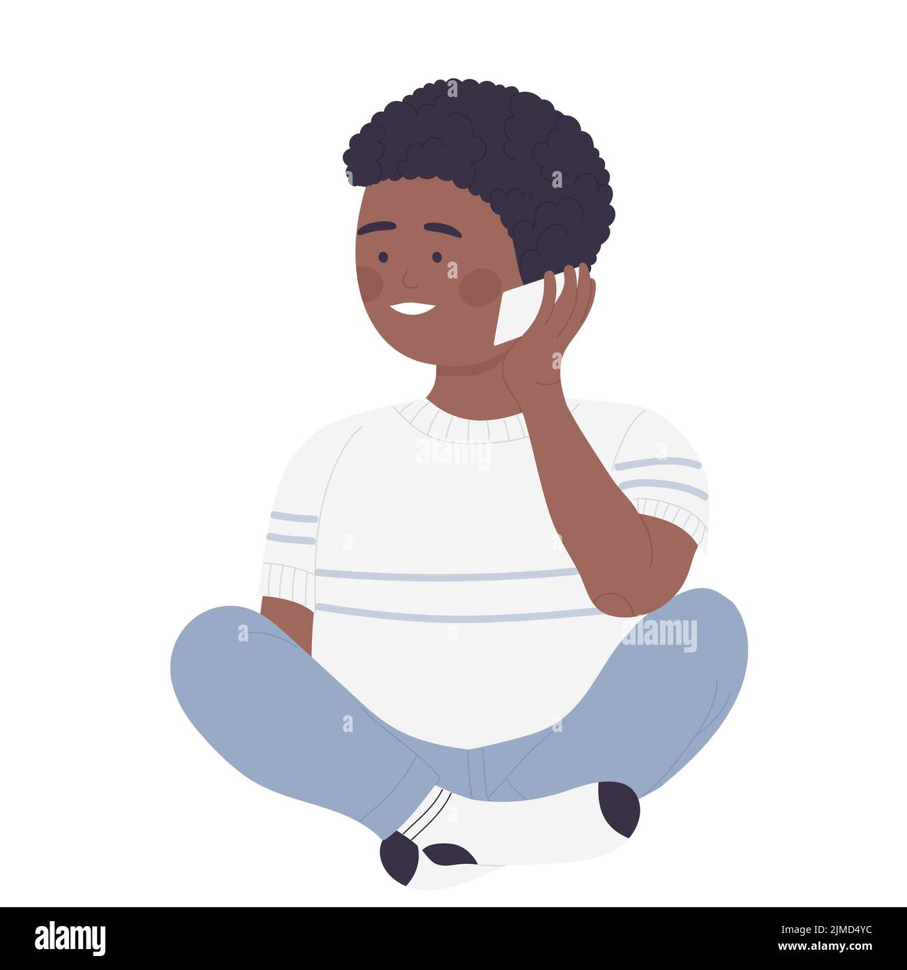 Little boy using mobile phone. Smartphone discussion talk vector ...