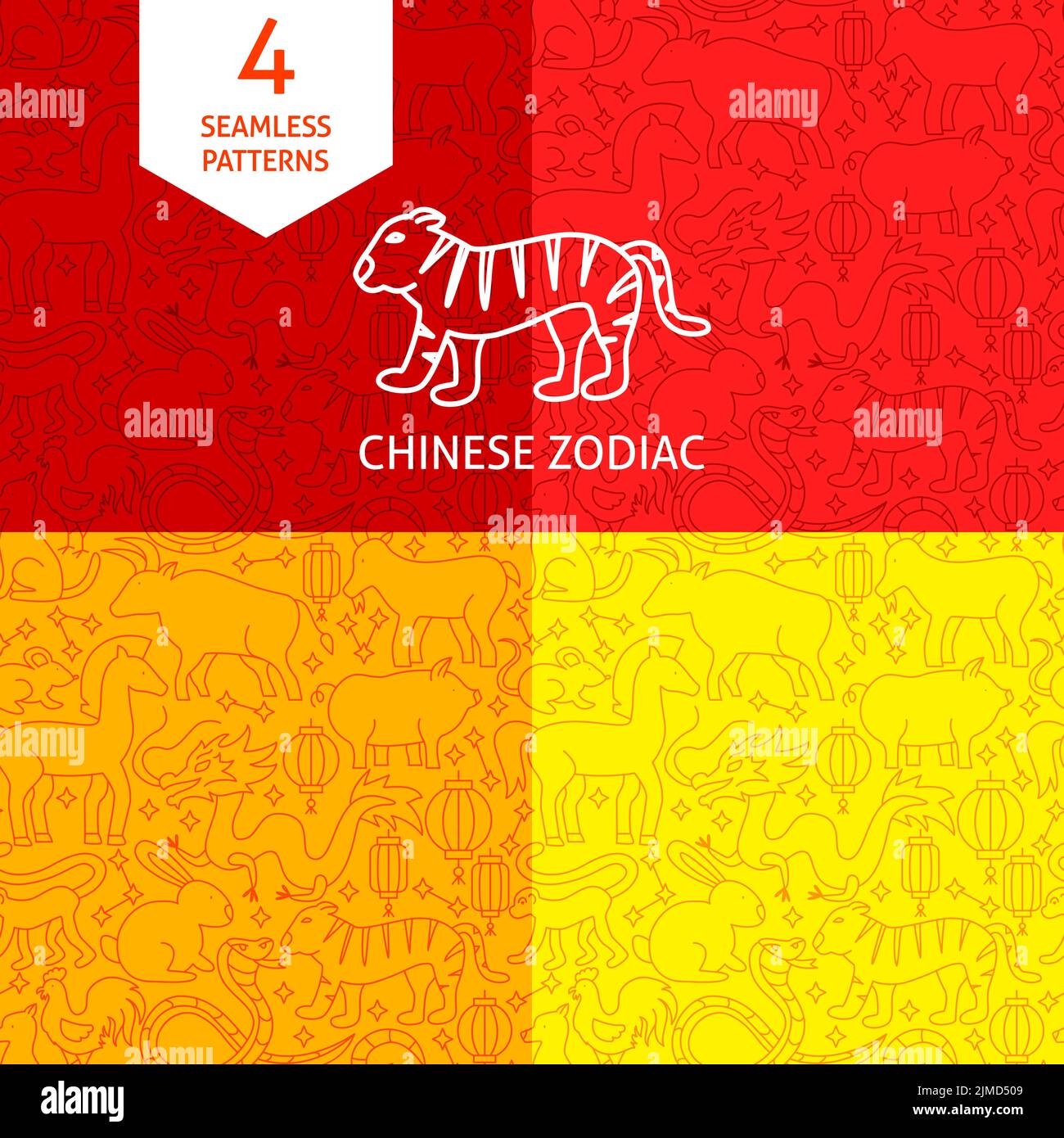 Line Chinese Zodiac Patterns Stock Vector Image & Art - Alamy