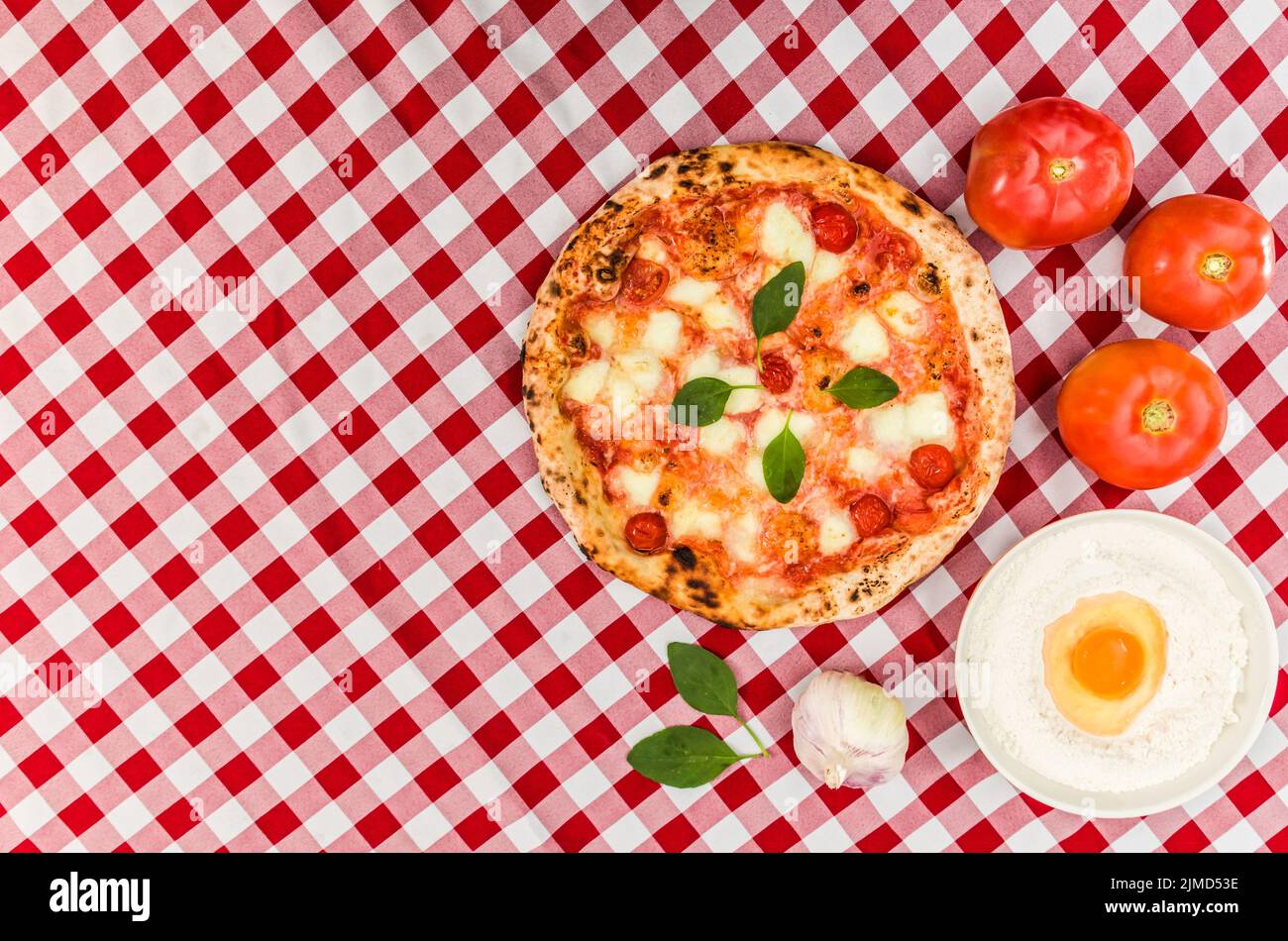 Great background for culinary themes, handmade pizza with daisy Stock ...