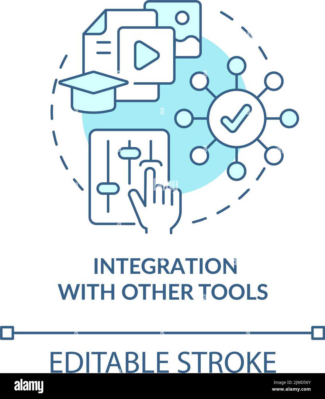 Integration with other tools turquoise concept icon Stock Vector Image ...