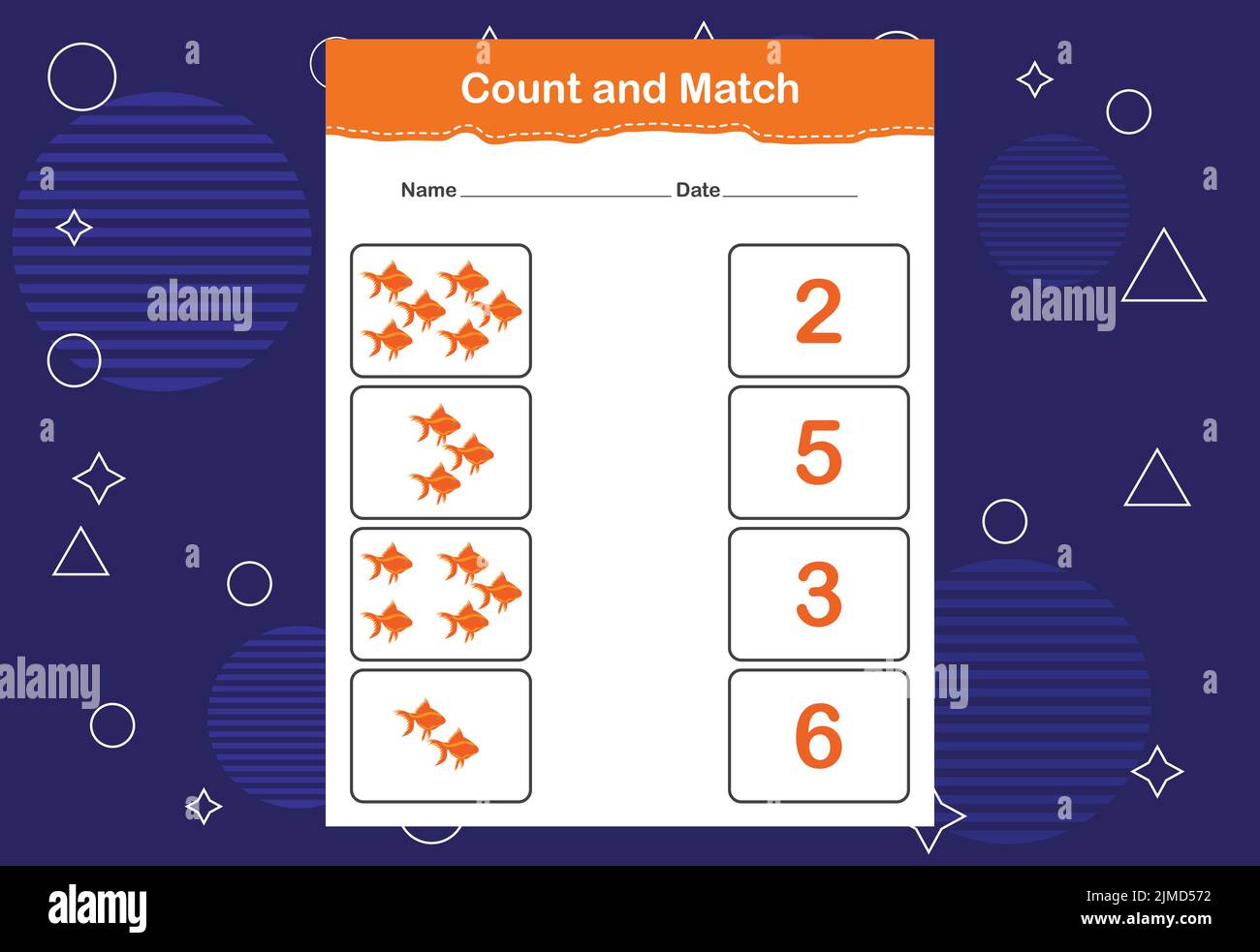 Count and match with the correct number. Matching education game. Count ...