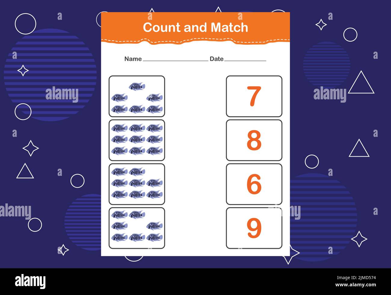 Count and match with the correct number. Matching education game. Count ...