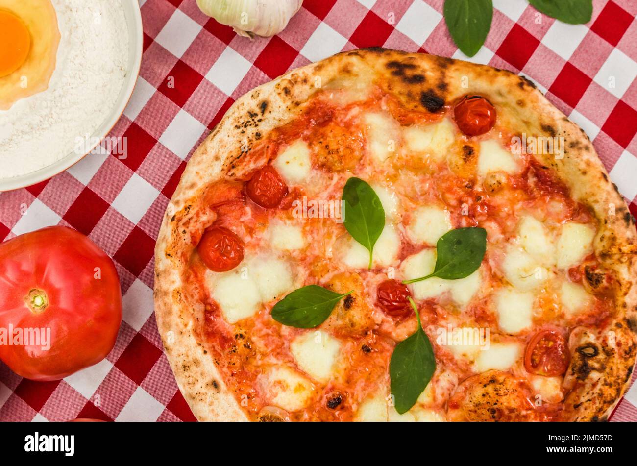 Great background for culinary themes, handmade pizza with daisy Stock ...