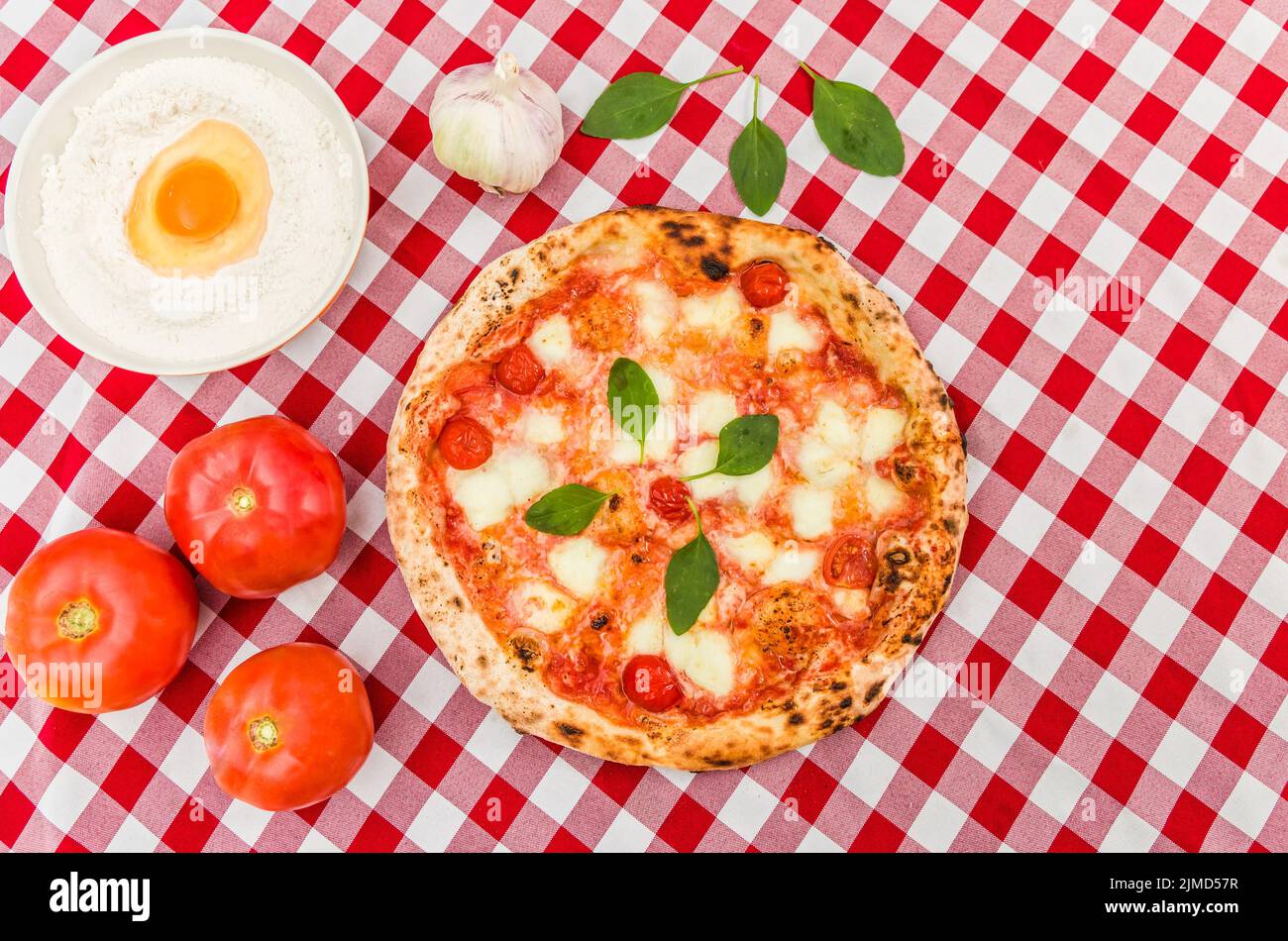 Great background for culinary themes, handmade pizza with daisy Stock ...