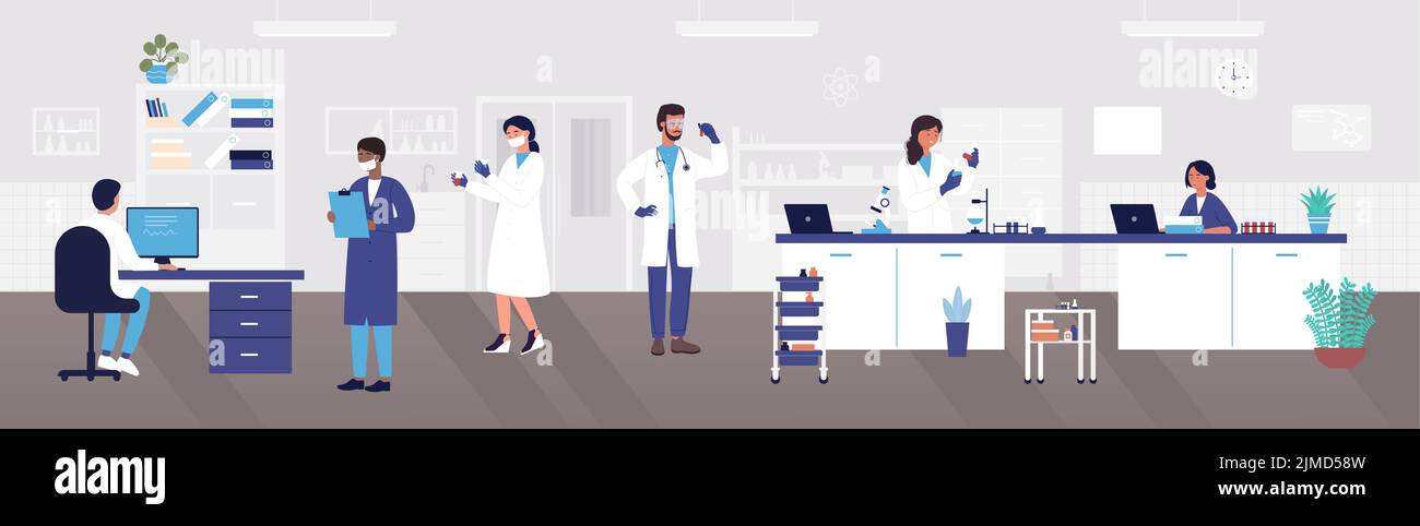 Scientists and doctors research, study results with scientific ...