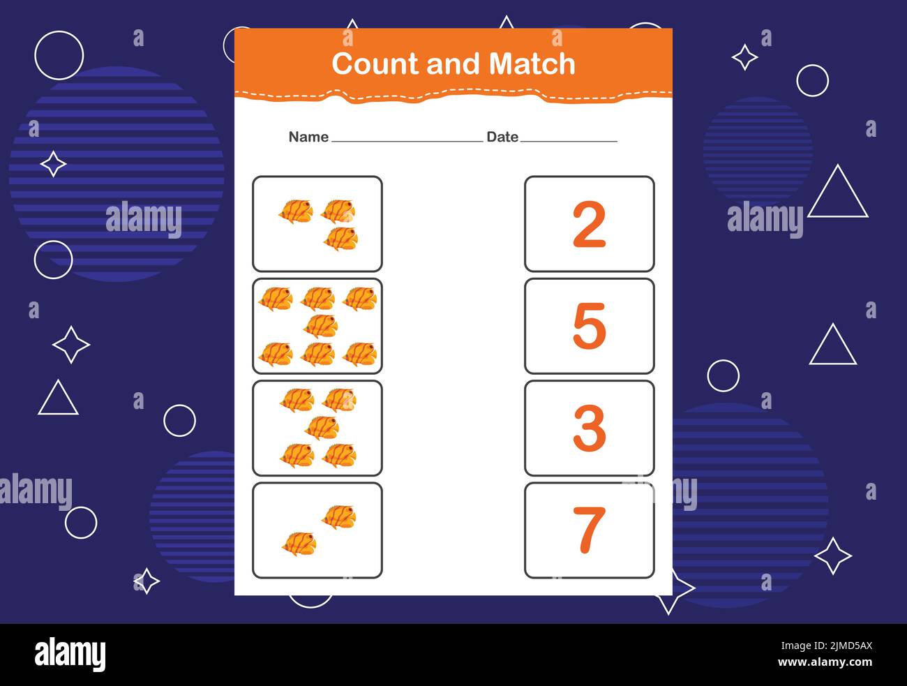 Count and match with the correct number. Matching education game. Count ...