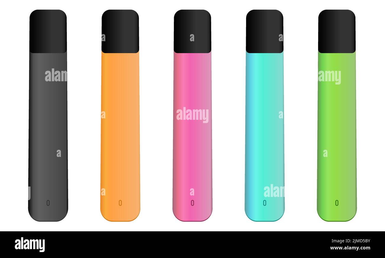 Realistic electronic cigarettes. Colorful vape pen mod. Vector ...