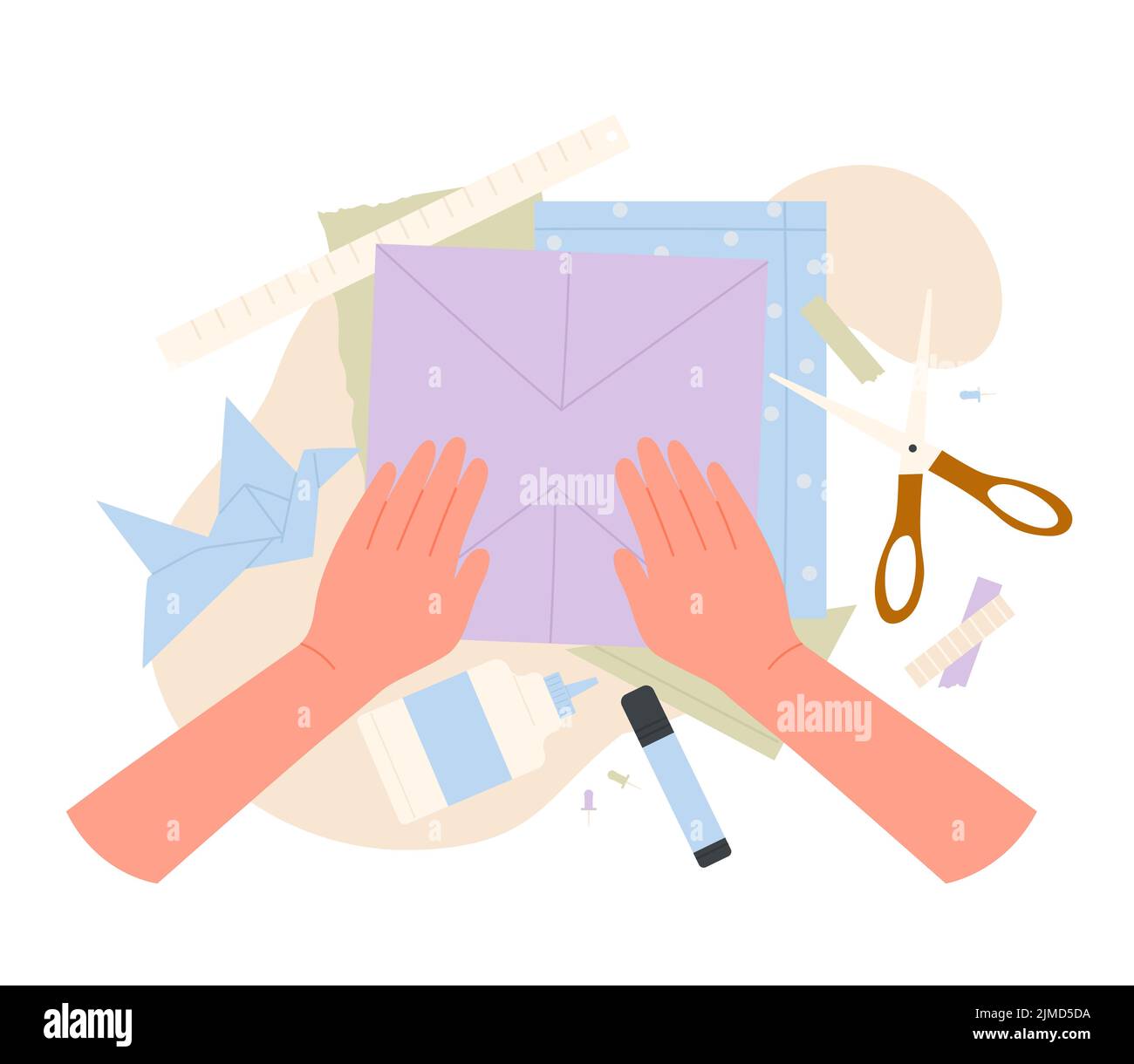 Paper hands workshop. Creative handmade activity, handcraft process ...