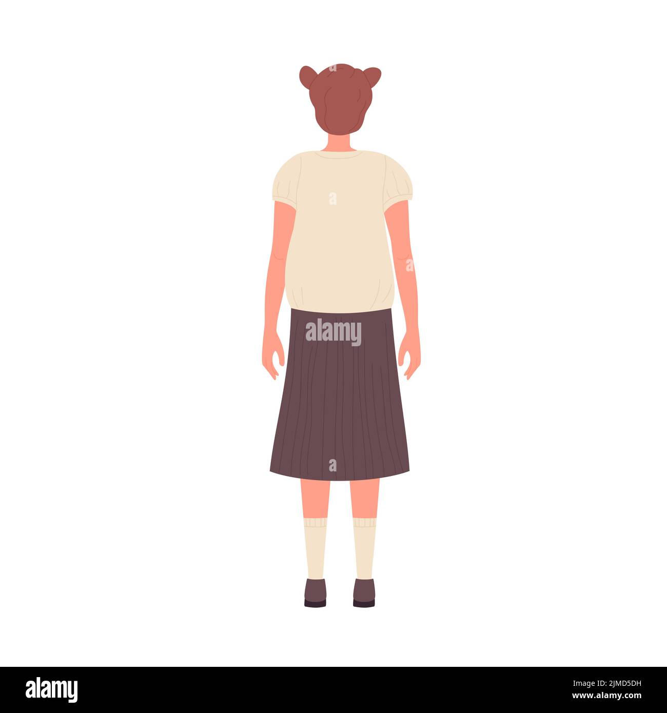 Back view of standing nerd girl. Nerdy geek female student vector ...