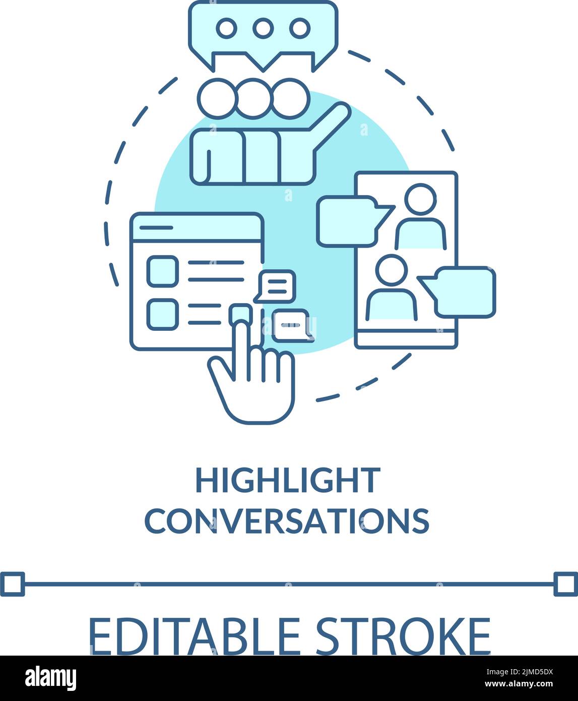 Highlight conversations turquoise concept icon Stock Vector Image & Art ...