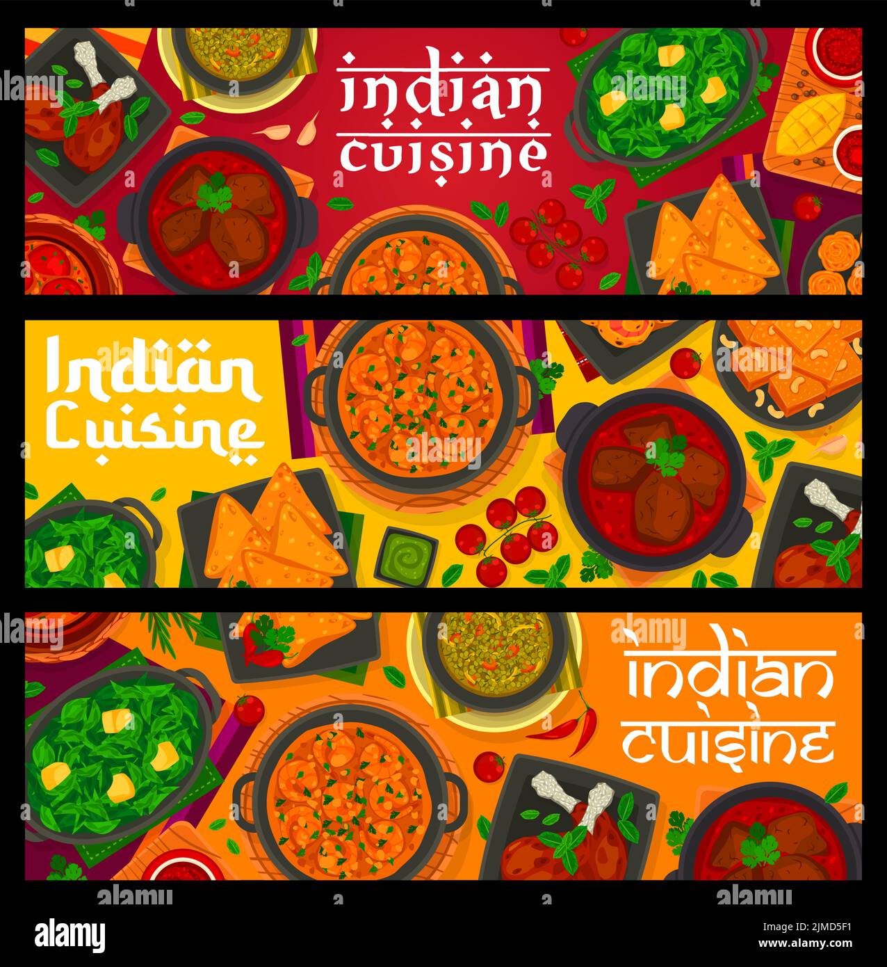 Indian cuisine food banners, vector deep fried sweets jalebi, lamb ...