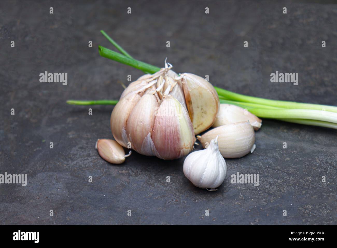 fresh and healthy garlic with tree on kitchen for cooking Stock Photo ...