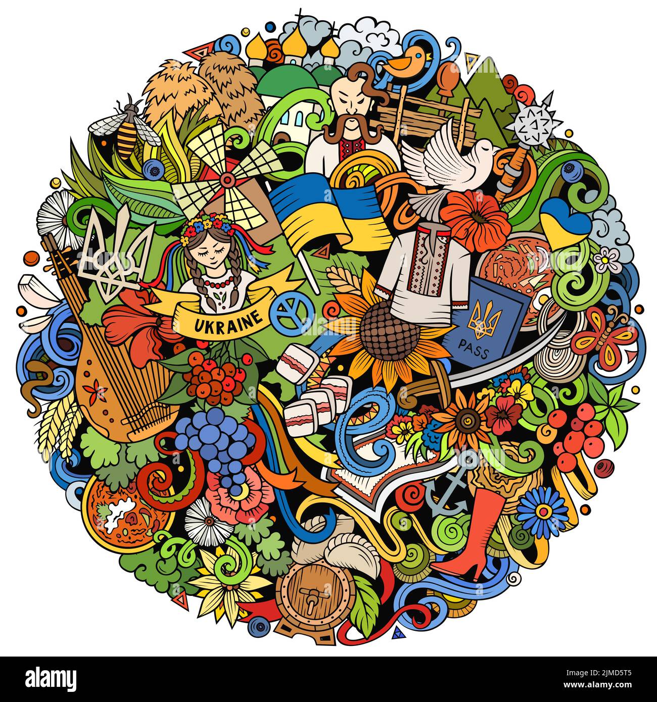 Ukraine cartoon vector doodles illustration Stock Vector Image & Art ...