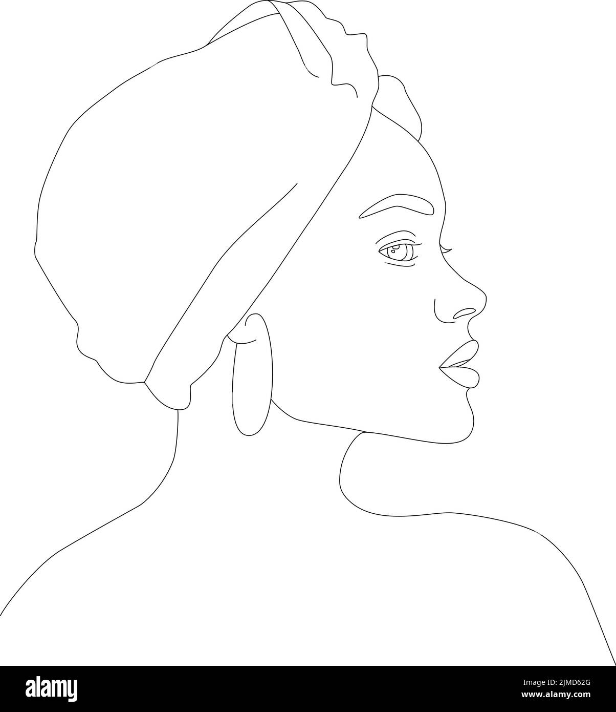 The face is one line. Abstract portrait of an African-American woman ...